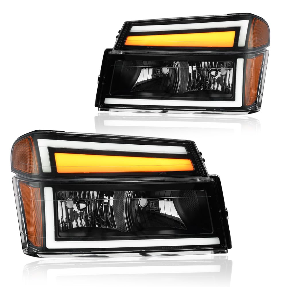 DimFlux LED DRL Headlight Headlights Assembly Kit Compatible with 2004 ...
