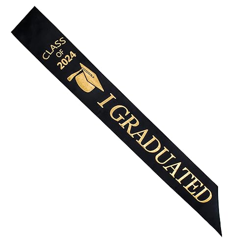 GraduationMall Graduation Sash Class of 2024 Graduation Stole with Gold ...