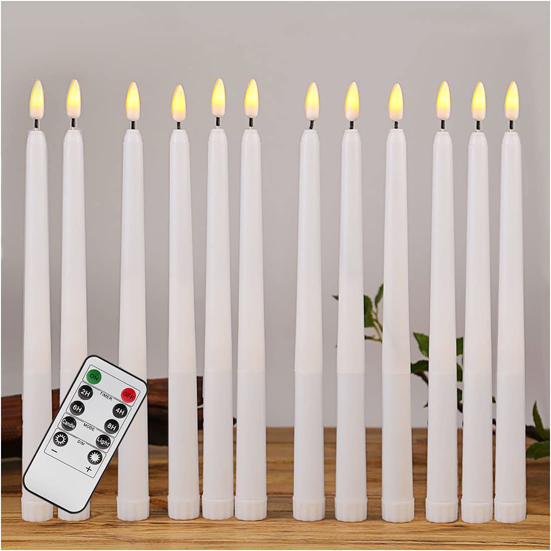 duduta White Flameless Taper Candles with Remote, Flickering Battery ...