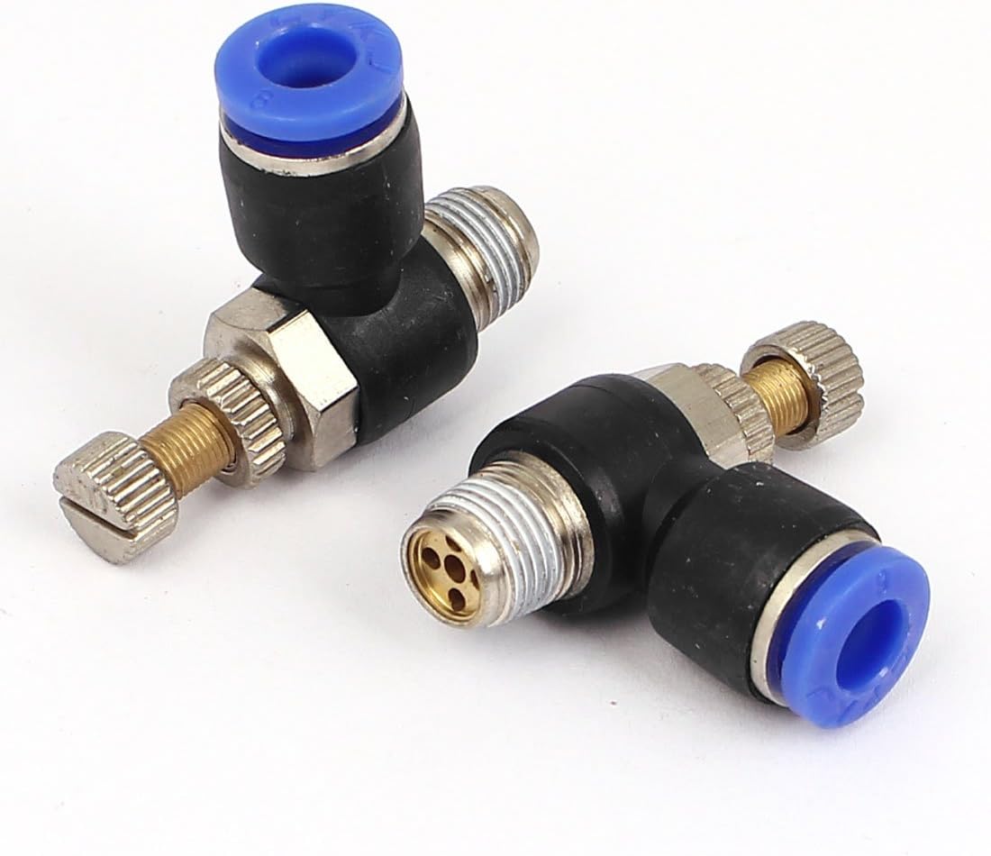 uxcell 6mm x 1/8BSP One Touch Fitting Elbow Pneumatic Speed Flow ...