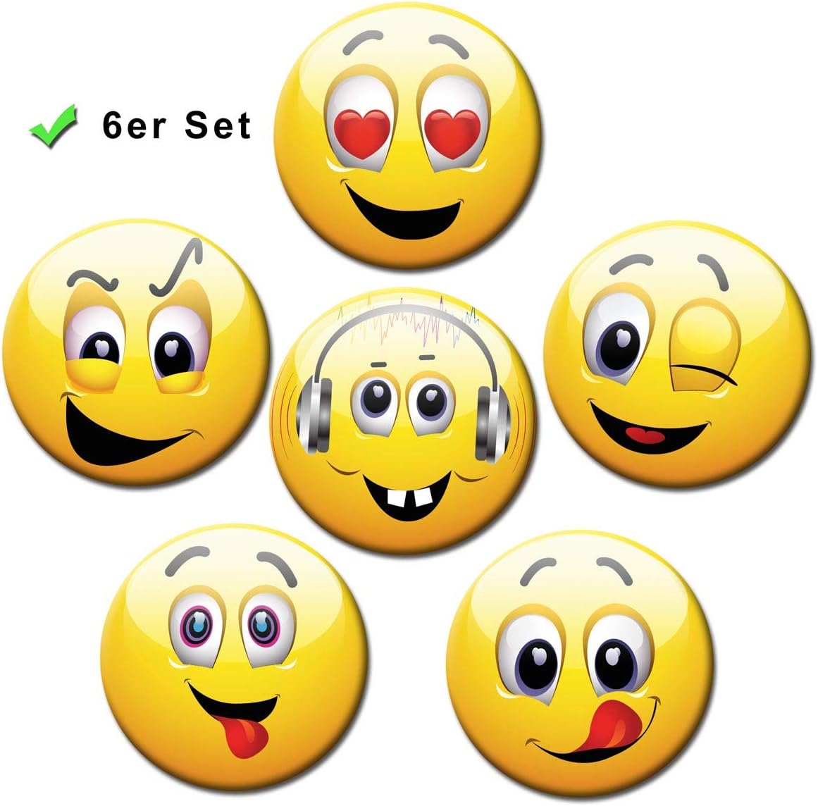 Amazon.de: Kühlschrankmagnete Smiley 6er Geschenk Set Magnete Happy ...