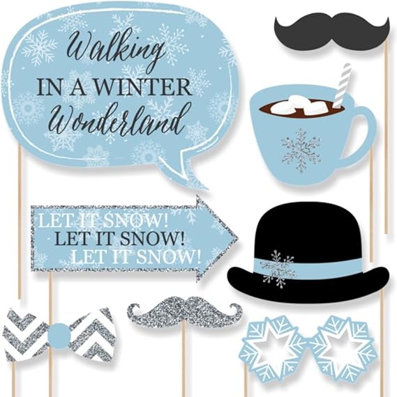 Winter Wonderland - Winter Wedding Photo Booth Props Kit - 20 Count ...