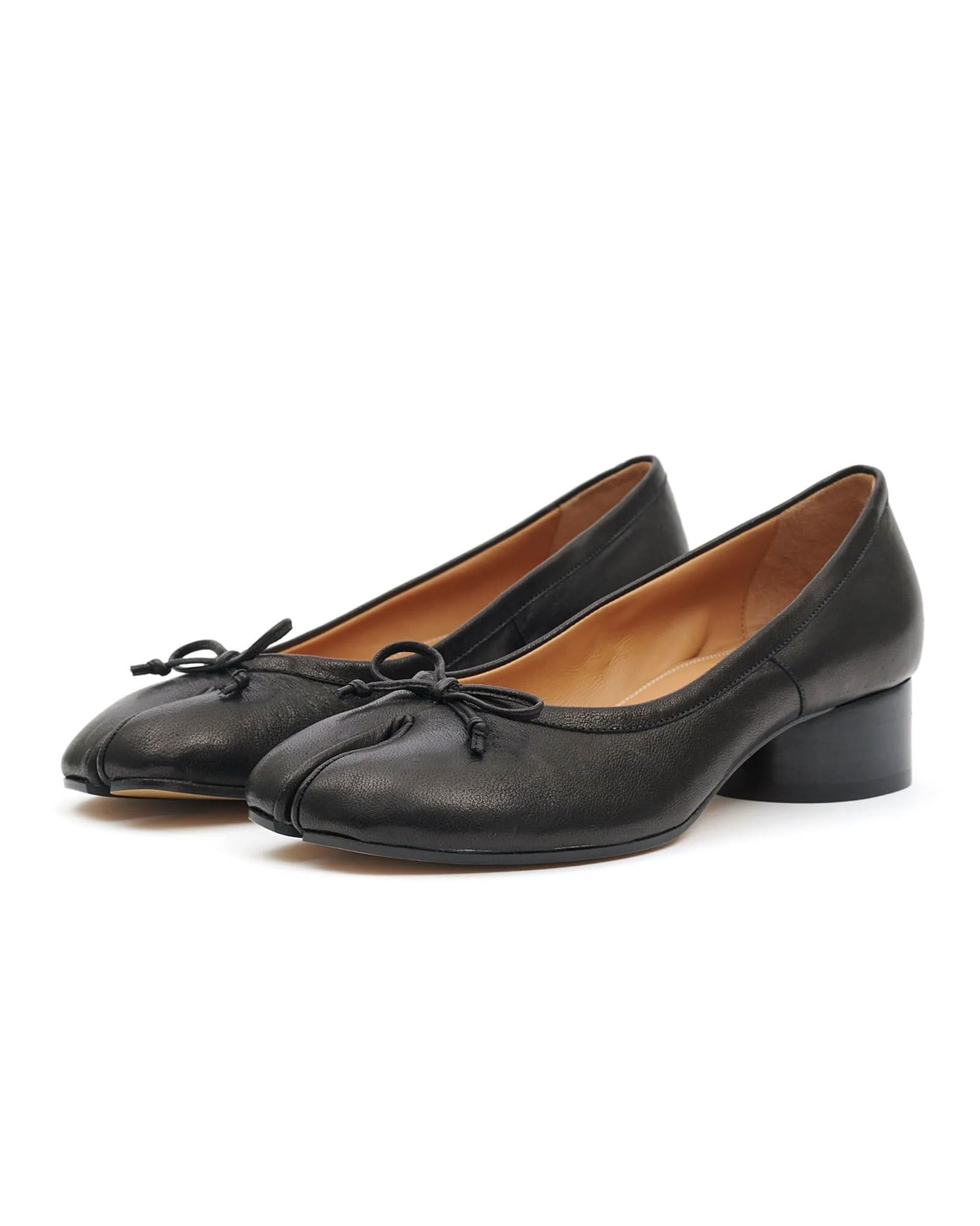 Mua KOKOMOMO Black Bow Split Toe Ballet Heels for Women Japanese Tabi ...