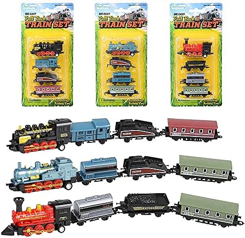 ArtCreativity Mini Locomotive Train Playset for Kids, Set of 3, Each ...