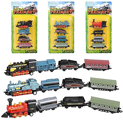 ArtCreativity Mini Locomotive Train Playset for Kids, Set of 3, Each ...
