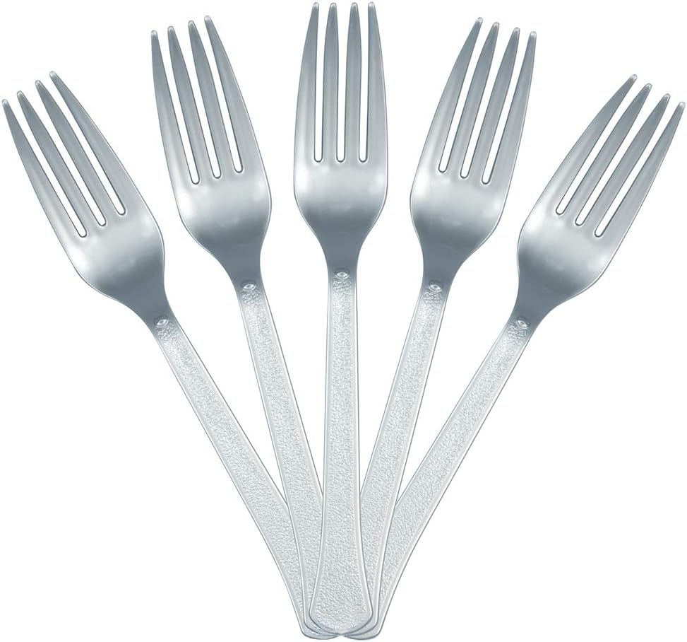 JAM PAPER Premium Utensils Party Pack – Plastic Forks – Silver – 48 ...