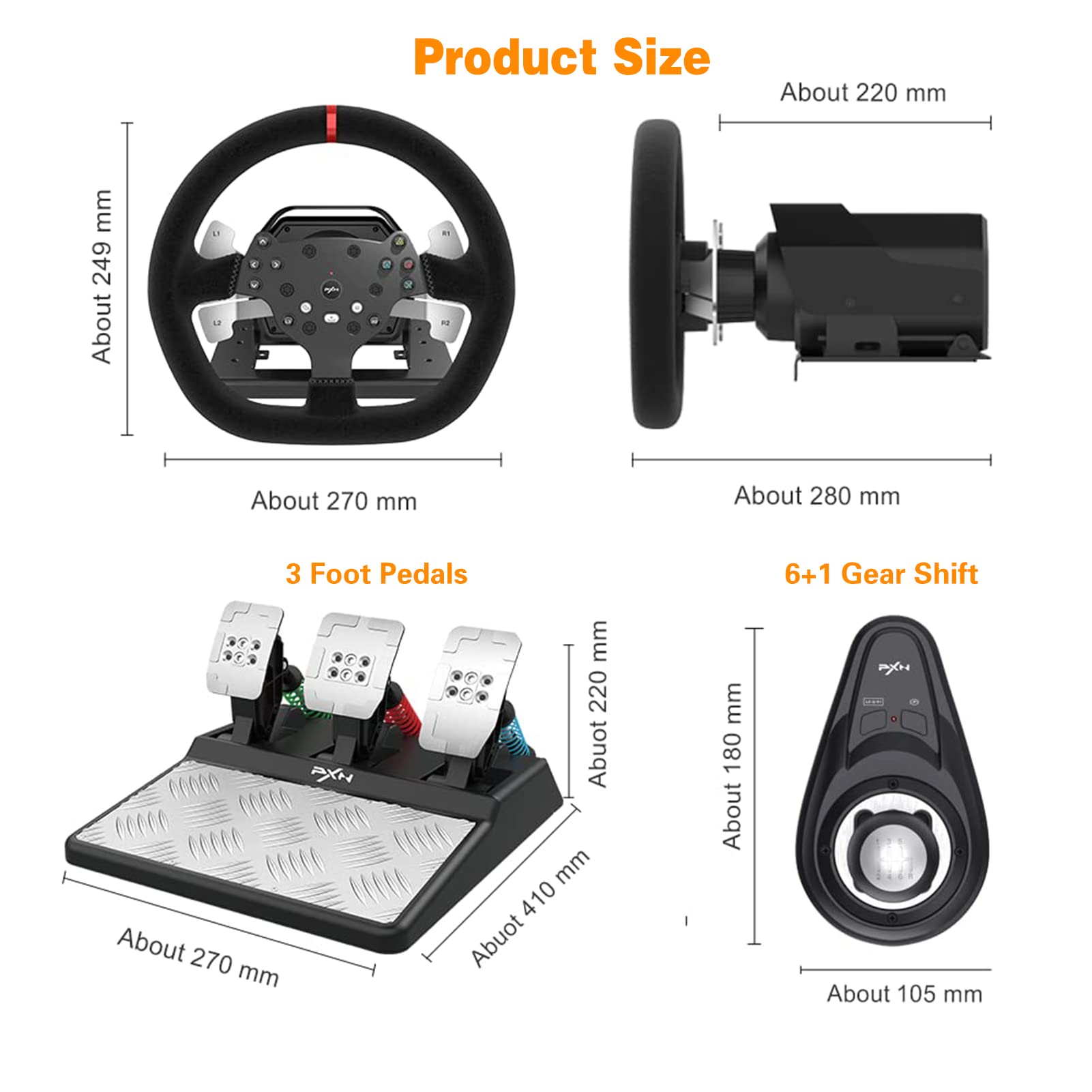 Mua PXN Force Feedback PC Racing Wheel, 270/900 Degree V10 Driving ...