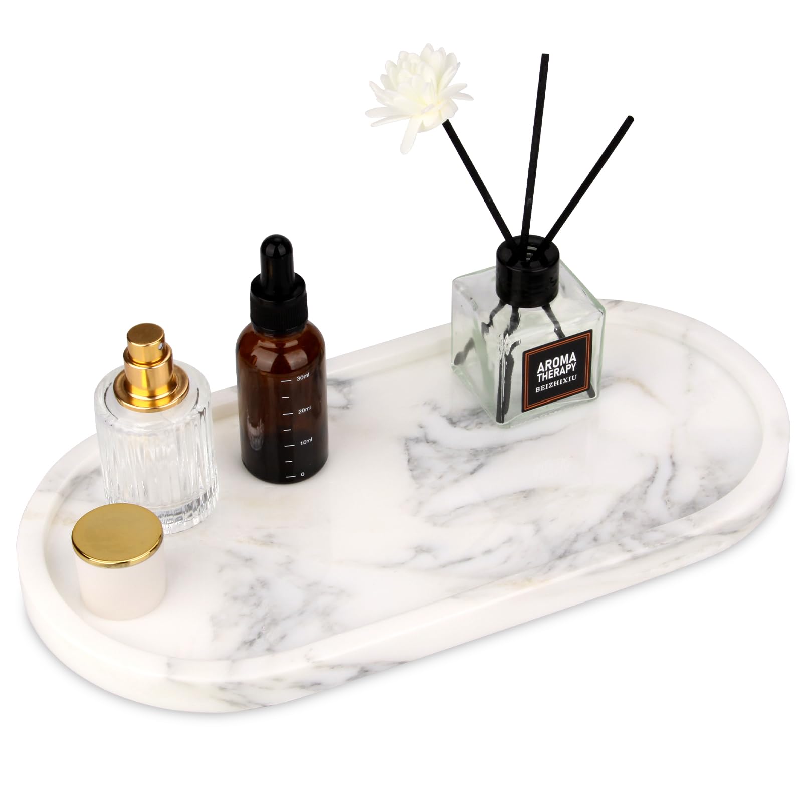 Oval Marble Bathroom Vanity Tray, Natural Luxury Marble Home Kitchen ...