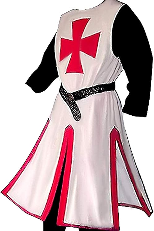 Amazon.com: Medieval LARP Knights Templar Cross Surcoat, White/Red ...