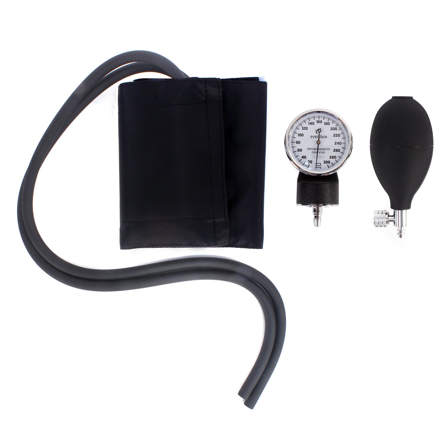 Ever Dixie EMS Deluxe Aneroid Sphygmomanometer Blood Pressure Cuff (Black)
