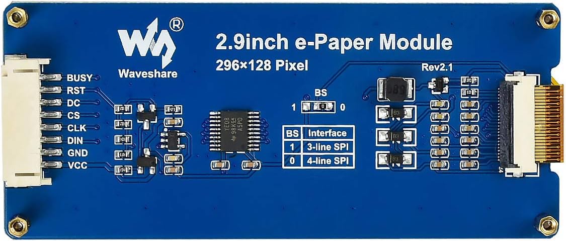 Waveshare 2.9Inch E-Paper Display Module(B) V2,296×128 Resolution E-Ink Electronic Paper Screen ...