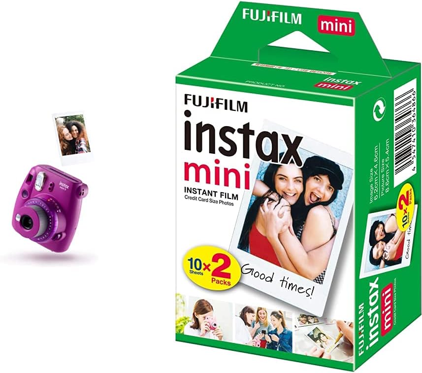 Instax Mini 9 Clear Camera with 10 shots, Purple & Mini Film, 20 Shot ...