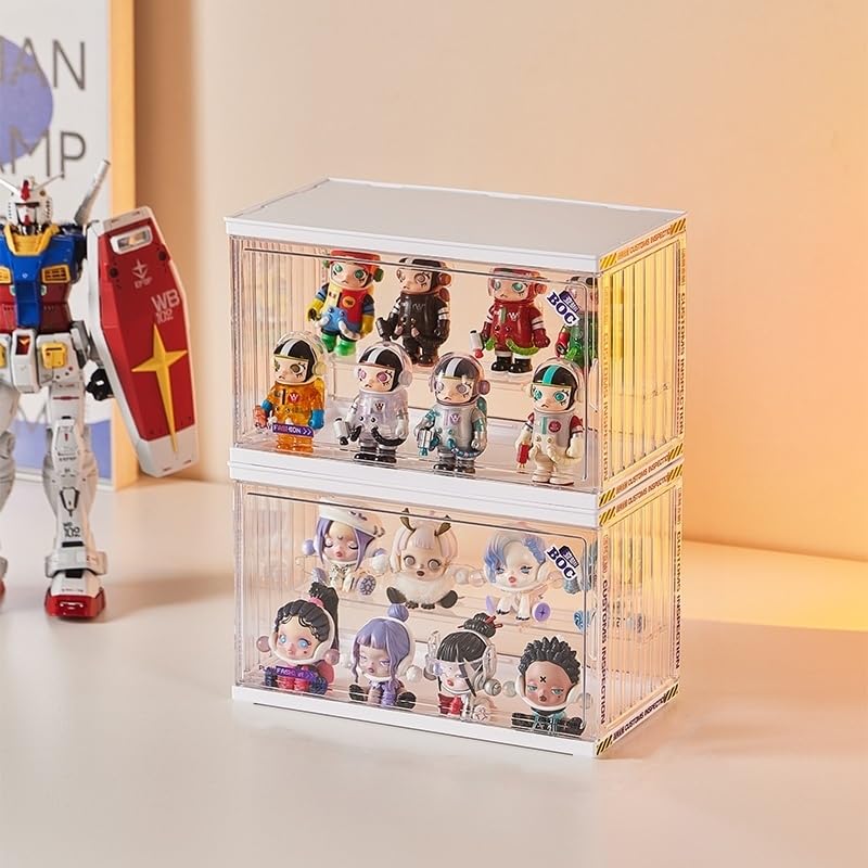 Clear Display Case for Figures, Acrylic Display Box, 2 Tier Adjustable ...
