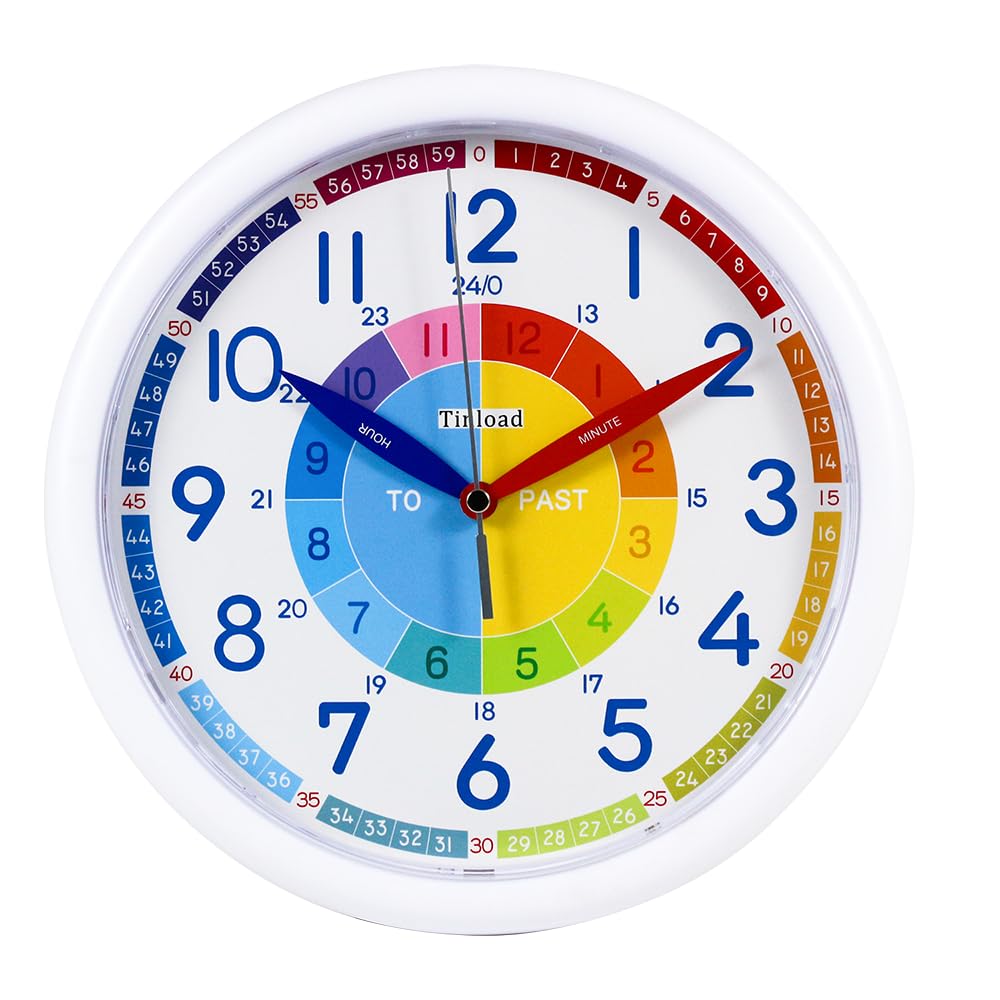 Mua Telling Time Teaching Clock, 10 inch Silent Movement Analog ...