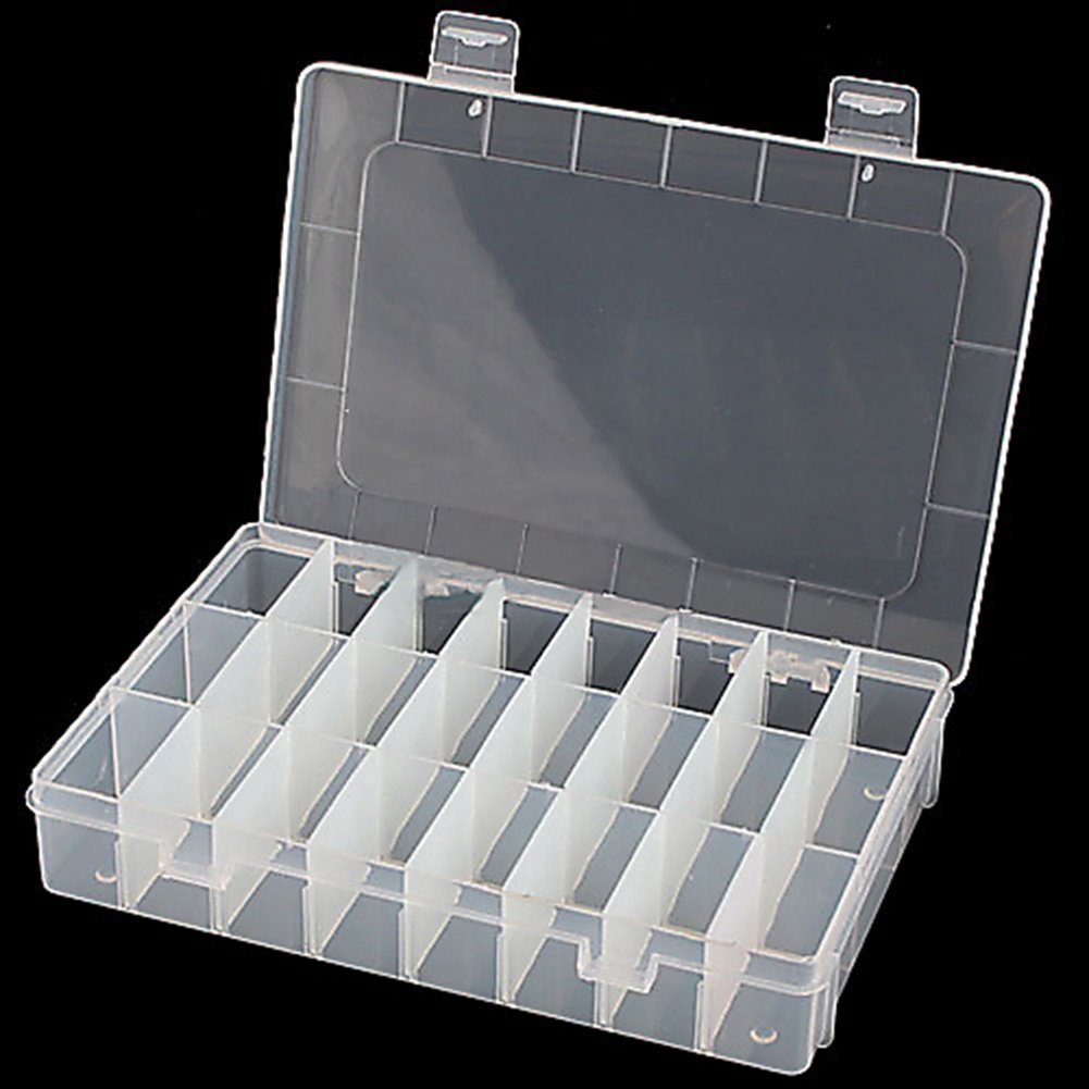 StaiBC Adjustable 24 Compartment Slot Plastic Storage Box Jewelry Tool ...
