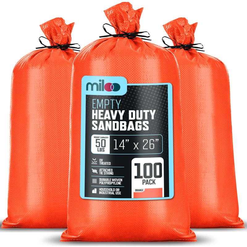 Orange Heavy Duty Sand Bags for Flooding - 50 lb Empty Sandbags with ...