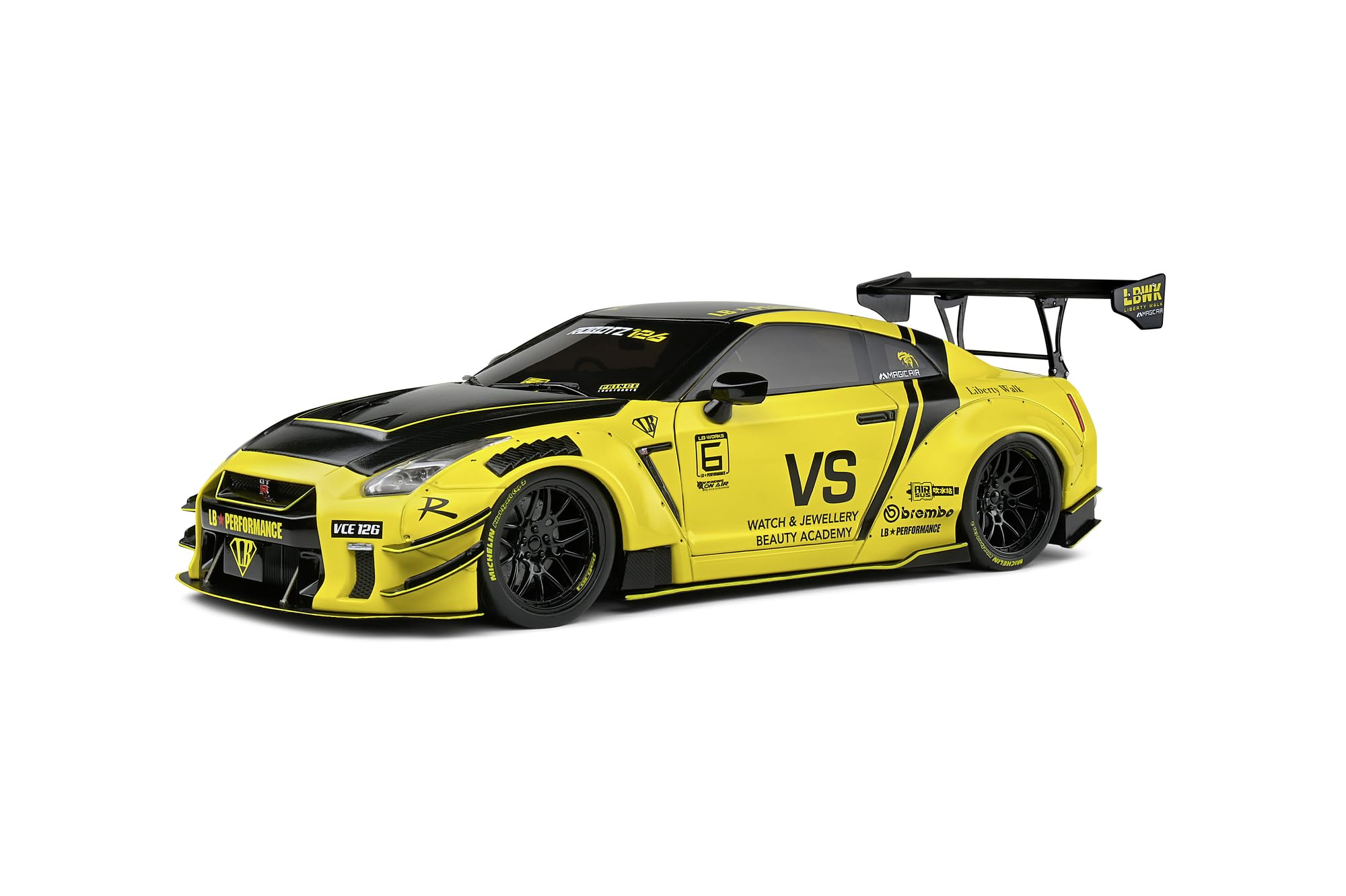 Solido 1:18 Nissan GT-R (R35) W/Liberty Walk Body KIT 2.0 Yellow 2020 ...