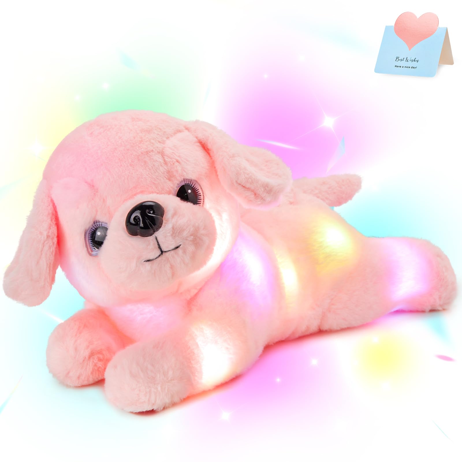 Glow Guards 15'' Pink Light up Puppy Dog Stuffed Animal Soft Plush Toy ...