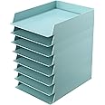 Amazon.com: Tatuo 8 Pack Stackable Paper Trays Plastic Letter Tray Desk ...
