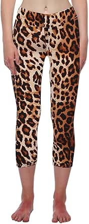Manstore Women's Printed Active Workout Capri Leggings Fitted Stretch ...