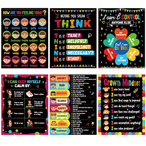 6 Pieces Feelings Posters Feelings Chart and Keep Calm Emotions Chart ...