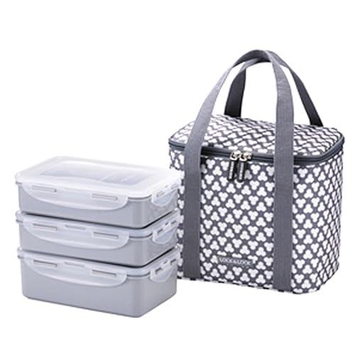 LocknLock Clover 3-Tier Lunch Box Set with Bag & Cool Pack (Dart Gray ...