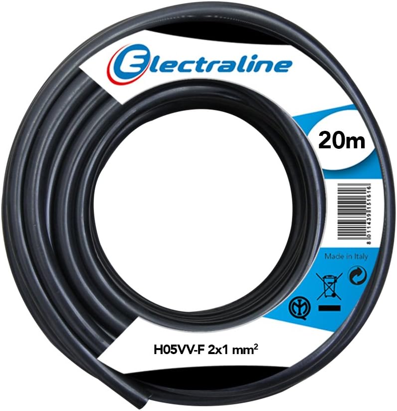 electroline 11405 H03 VV-F 2X1 20M, Schwarz: Amazon.de: Baumarkt