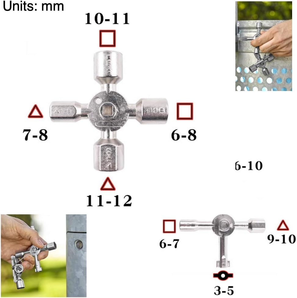Silver 10 in 1 Utility Key Multifunction Utility Key Triangle Square ...