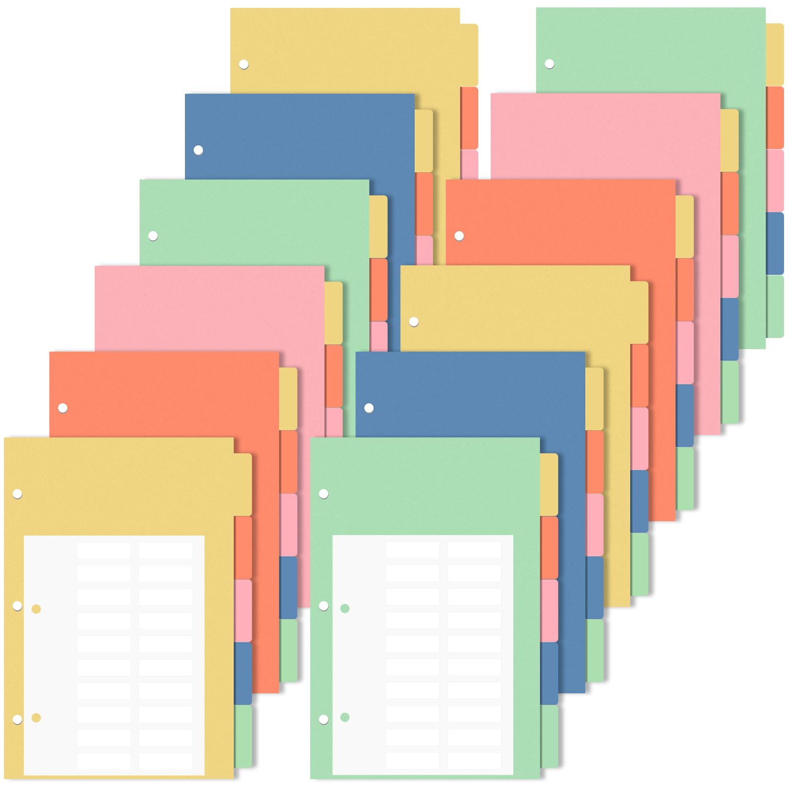 Honoson 12 Sets 5 Tab Binder Dividers with Tabs for 3 Ring Binders 5.5 ...
