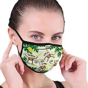 Washable and Reusable Face Masks Four Cute Cartoon Monkeys Mouth Covers ...