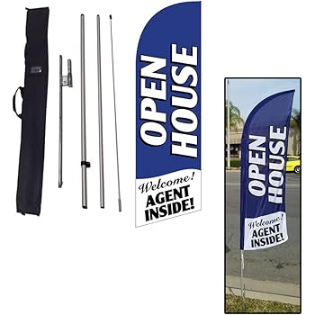 Amazon.com: Medium Keller Williams Open House Feather Flag Double Sided ...