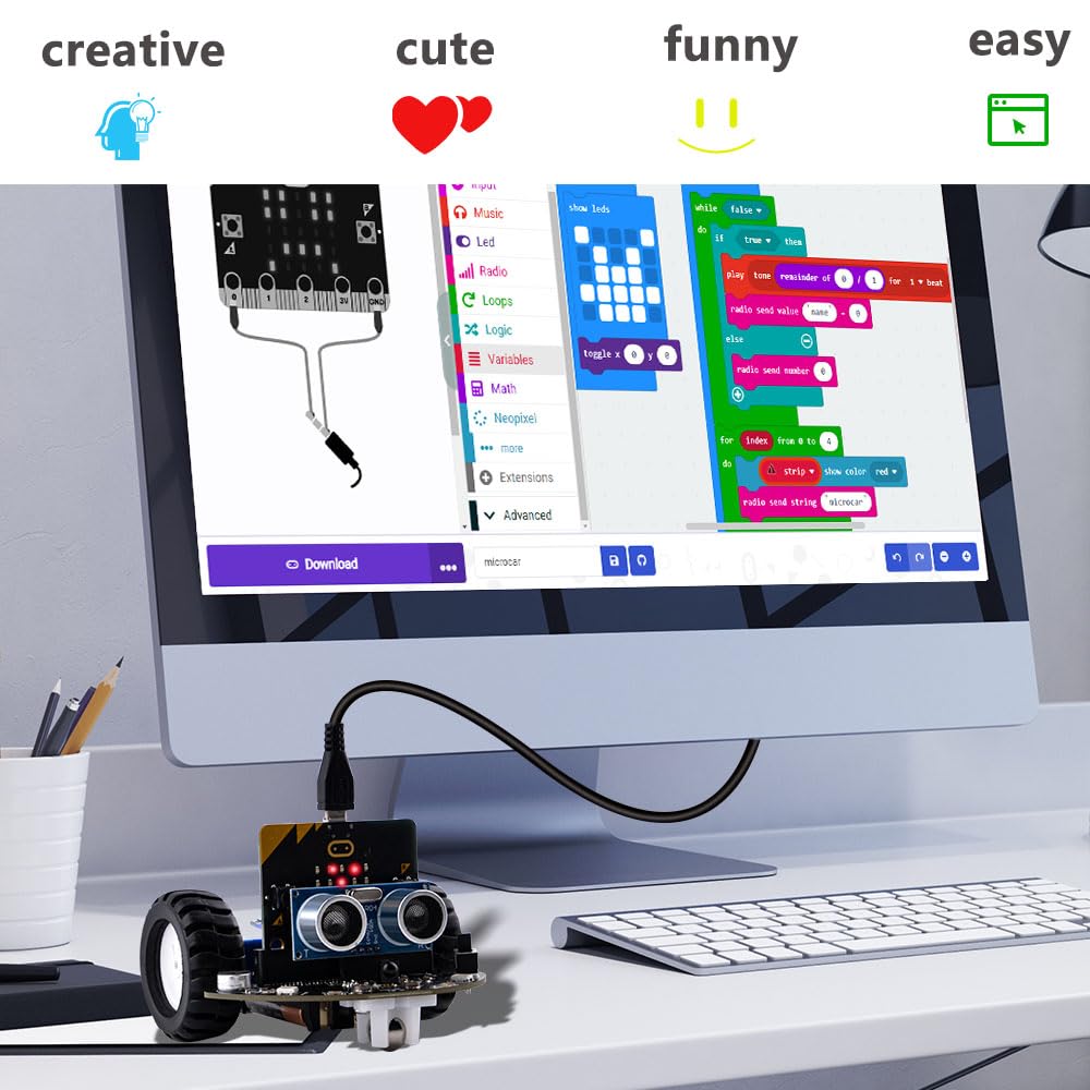 Mua GeeekPi DeskPi MicroCar Microbit Mini Cutebot Kit Suitable for BBC Micro:bit V2,DIY ...
