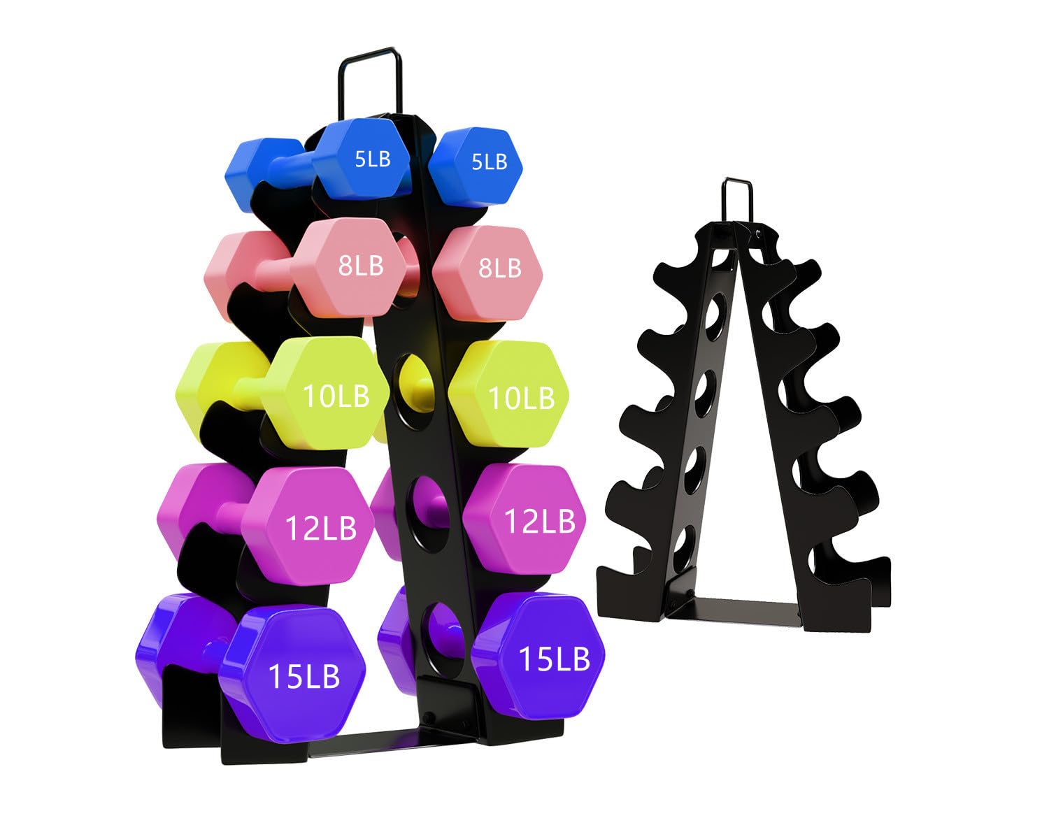 okugafit Dumbbell Rack Stand Only, 5 Tier Compact A-Frame Dumbbell Rack ...