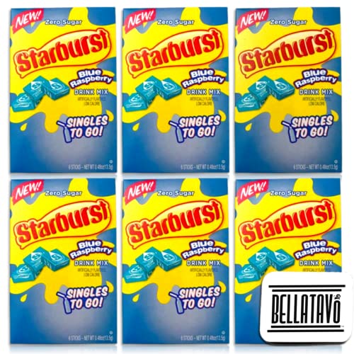 Blue Raspberry Drink Mix Bundle Includes Six Boxes of Starburst Blue ...