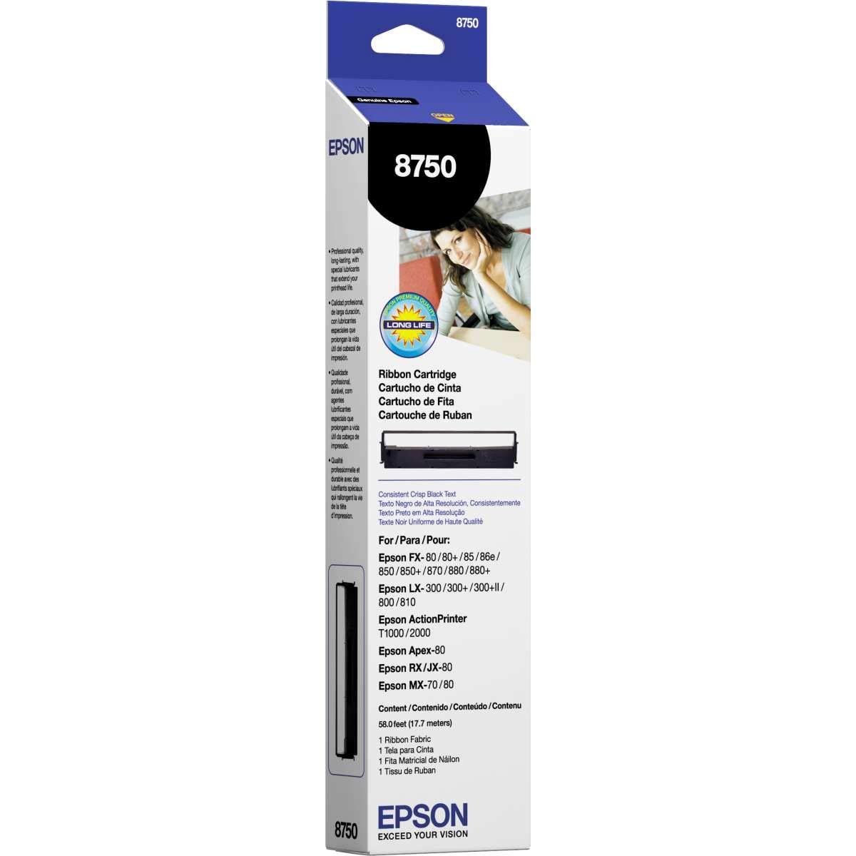 Epson 8750 Black Ribbon, Fabric, FX-80/80+/85/86e/850/870/880/880+/MX80 ...