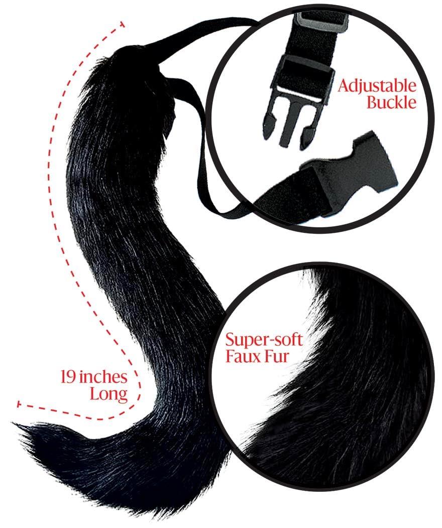 Mua Black Cat Tail Costume Accessories Animal Faux Fur Furry Costume ...