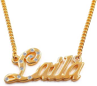 Amazon.com: Name Necklace Laila - 18K Gold Plated: Clothing