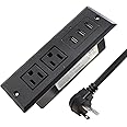 Desk Power Bar with USB Recessed Mounted Desktop Power Strip 2 Outlets ...