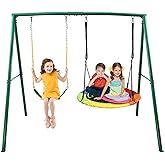 Amazon.com: Swing Sets for Backyard, 440lbs 2 Seat for Kids Swing Set ...