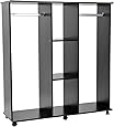 HOMCOM Double Mobile Open Wardrobe With Clothes Hanging Rails Storage ...