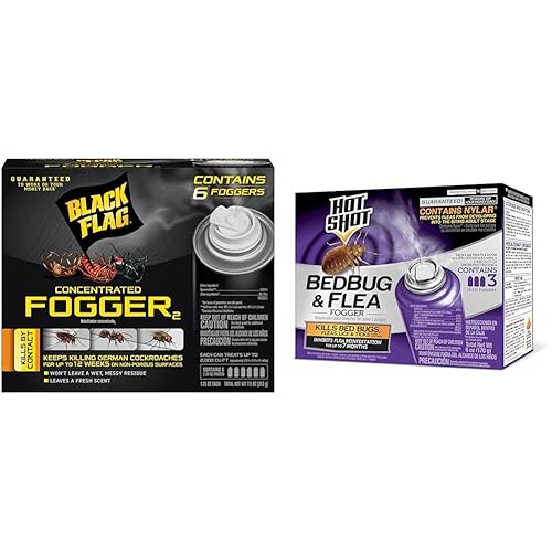 Black Flag Indoor Fogger Pack of 6 & Hot Shot Bed Bug & Flea Fogger, 3 ...