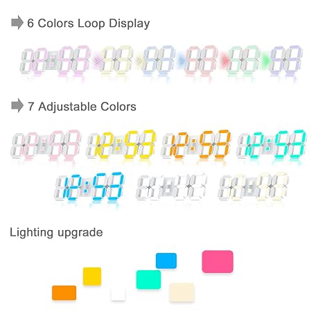 Mua Deeyaple Led Digital Alarm Clock 3D Small Wall Clock No Noise ...