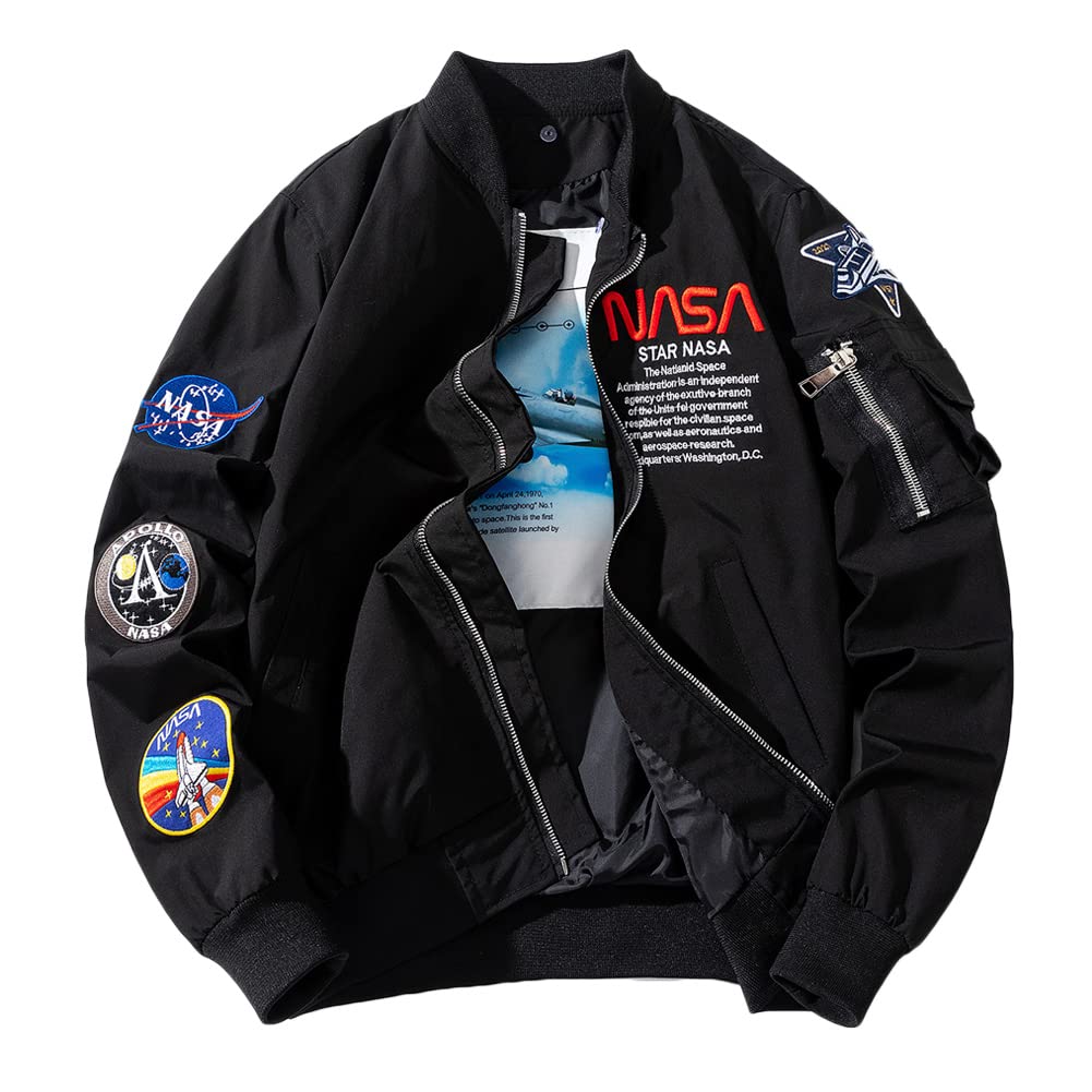 Mua acelyn Men NASA MA-1 Bomber Flight Jacket - Zip Up USA Flag ...