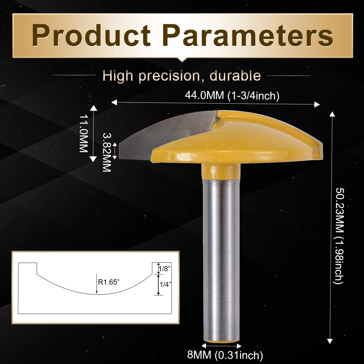 KATUR Horizontal Crown Router Bit, Crown Cap Molding Router Bit, Small ...