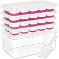 Amazon.com: DOQAUS Ice Cube Tray with Lid and Bin, 4 Pack Silicone ...