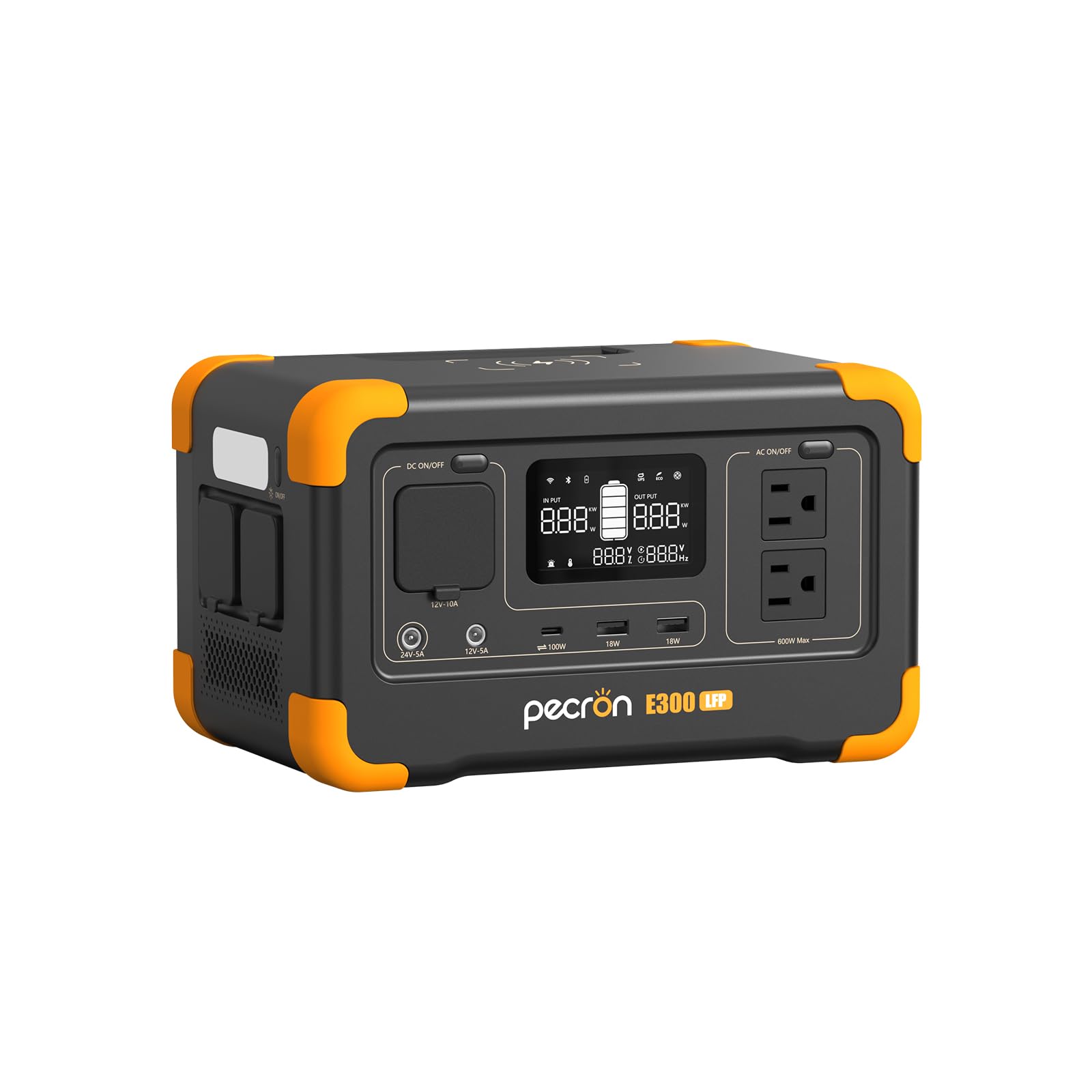 pecron Portable Power Station E300LFP, 288Wh Solar Generator, 2 Up to 600W AC Outlets Generator ...