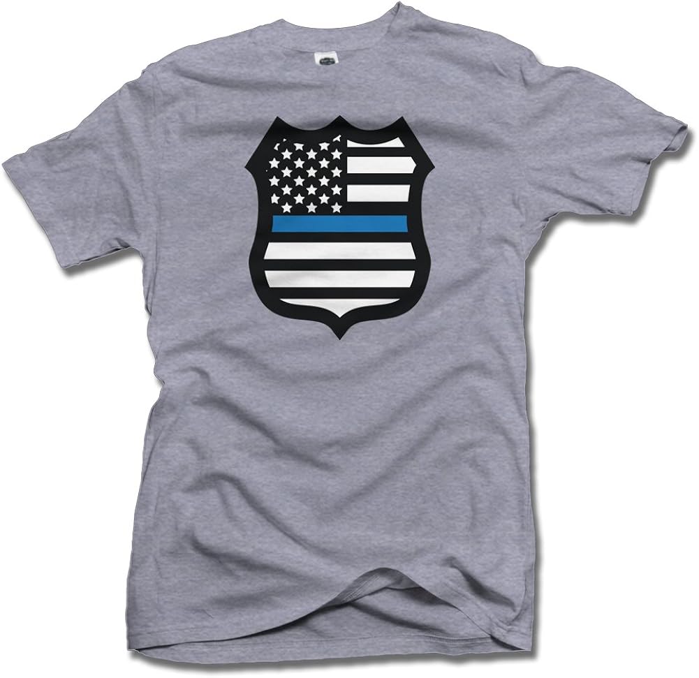 Amazon.com: Thin Blue Line Police Badge Shirt: Clothing