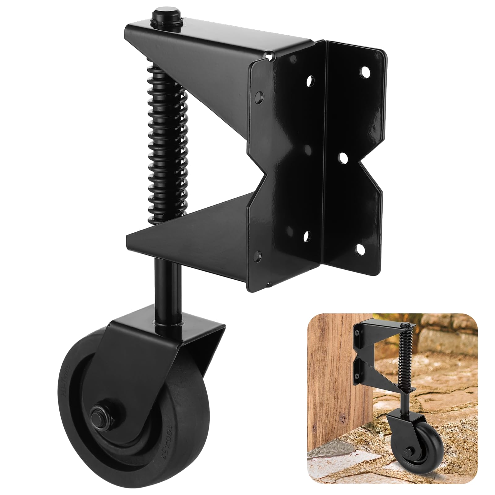 Spring Loaded Gate Caster, Heavy-Duty Door Wheel with Adjustable Spring ...