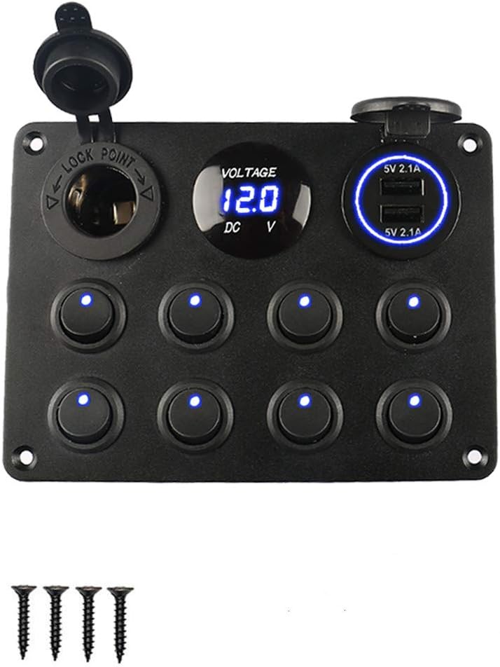 Car Charger Switch Panel 8 Gang ON-OFF Toggle Switch Panel with Dual ...