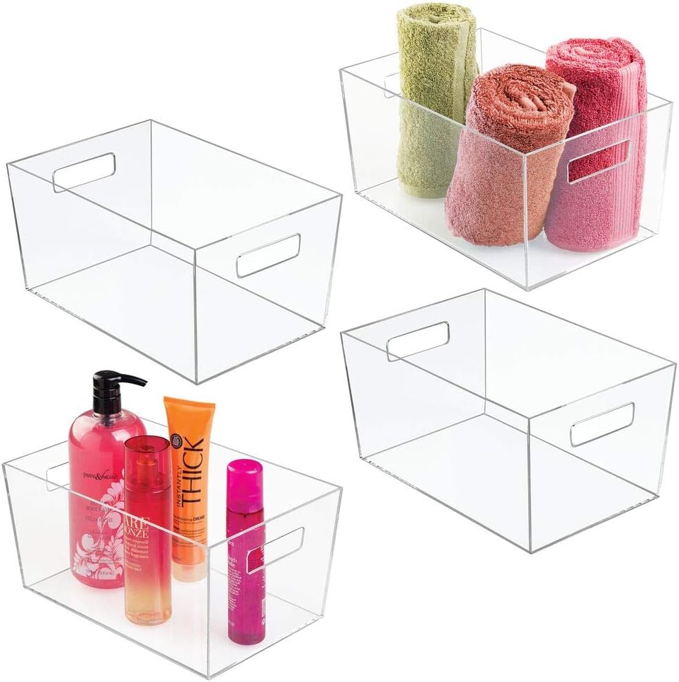 Amazon.com: mDesign Plastic Bathroom Organizer Storage Bin with Handles ...